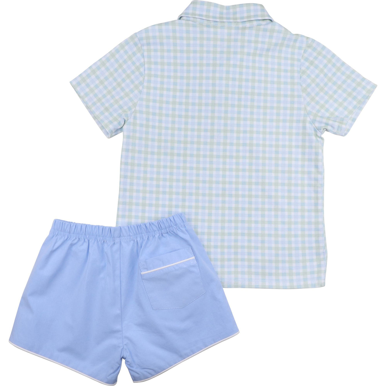 Blue And Green Check Polo Short Set - Cecil & Lou