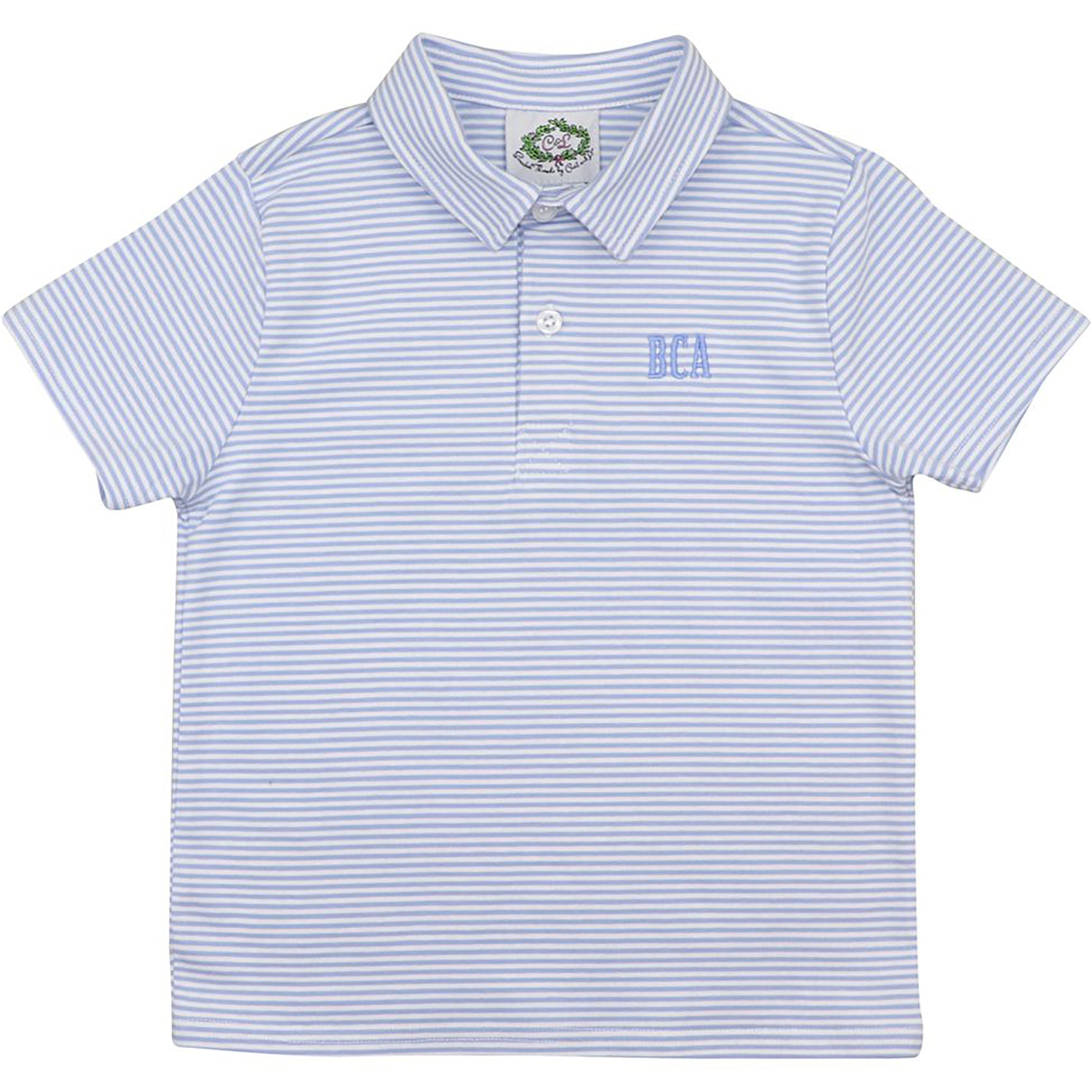 Blue Knit Striped Polo Shirt - Cecil & Lou