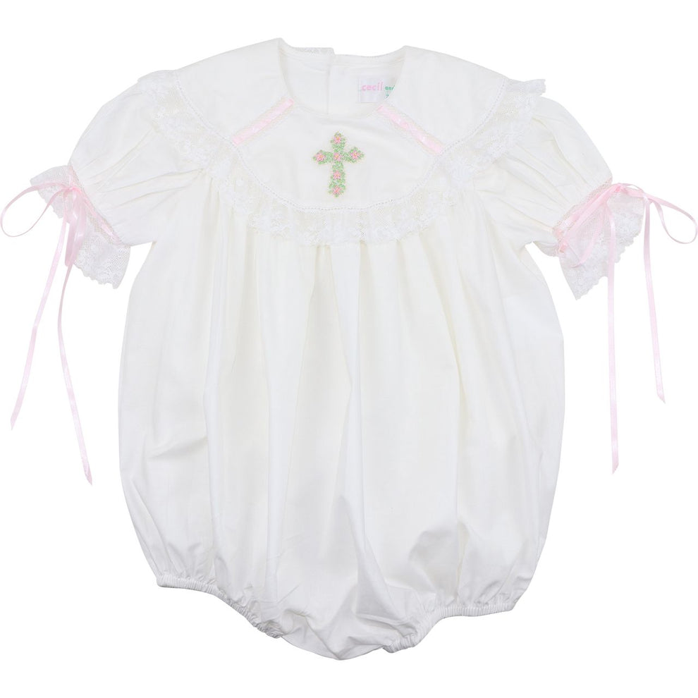 Embroidered Cross Heirloom Bubble - Cecil & Lou
