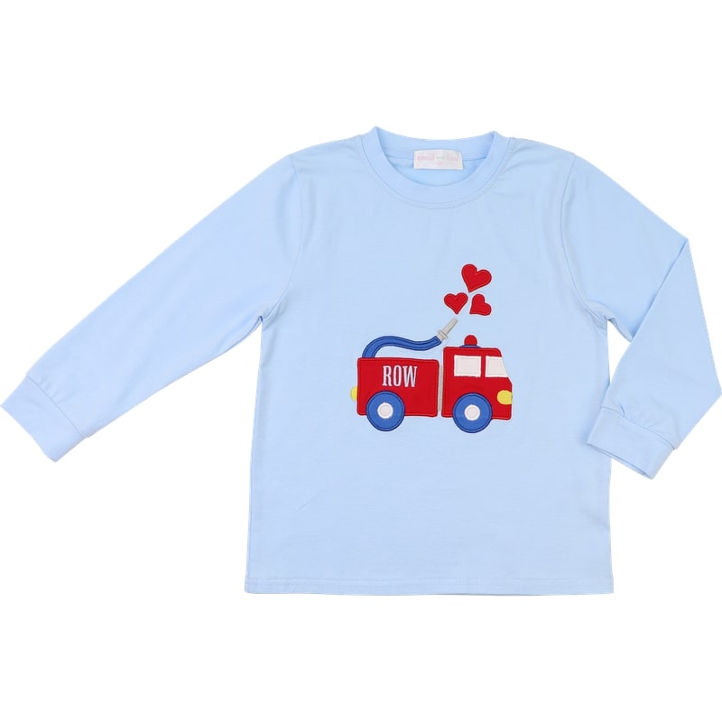 Knit Valentine Firetruck Shirt - Cecil & Lou