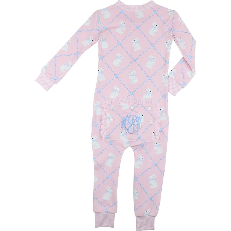 Pink And Blue Bunny Knit Zipper Pajamas - Cecil & Lou