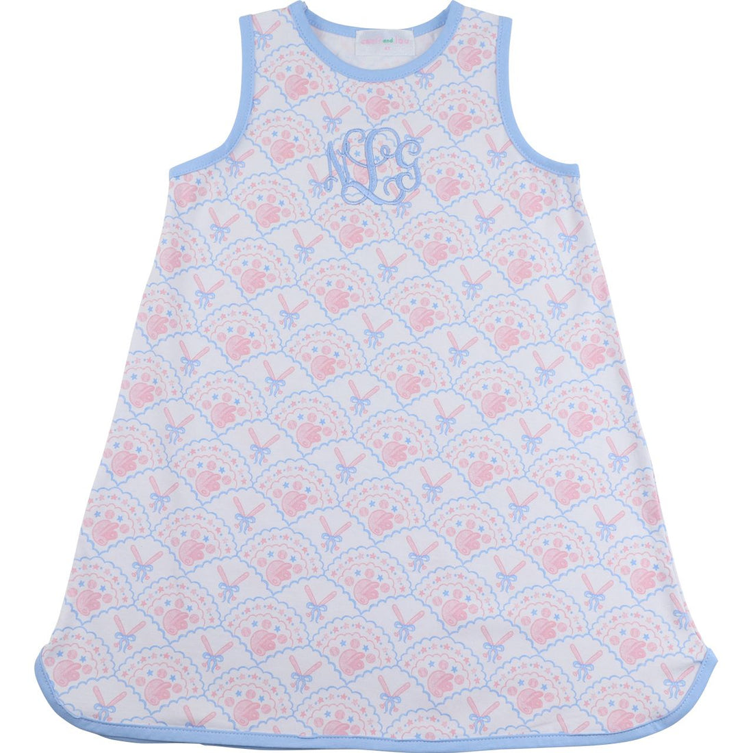 Pink And Blue Knit Baseball Play Dress - Cecil & Lou