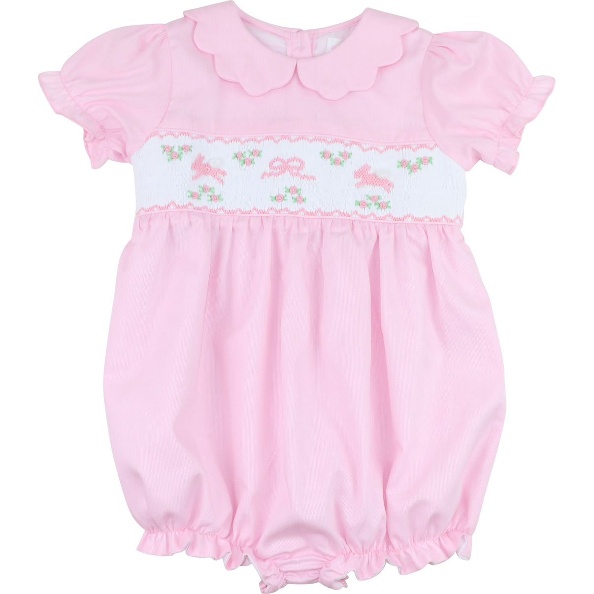Pink Pique Smocked Bunny And Bow Bubble – Cecil & Lou