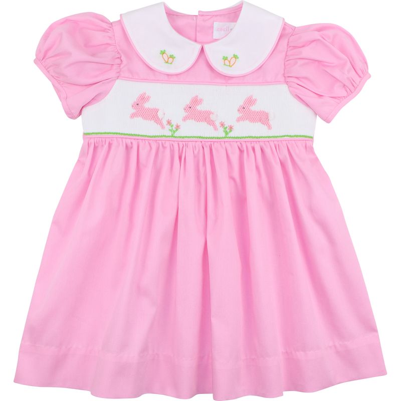 Pink Smocked Bunnies Dress - Cecil & Lou