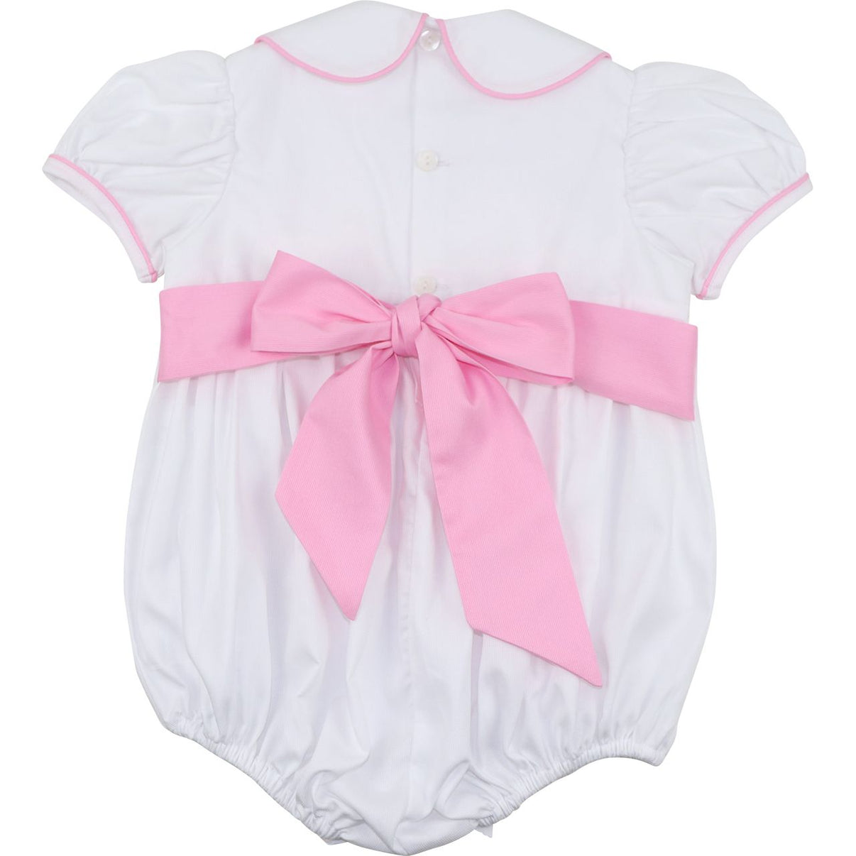Pique Smocked Bow Bubble - Cecil & Lou