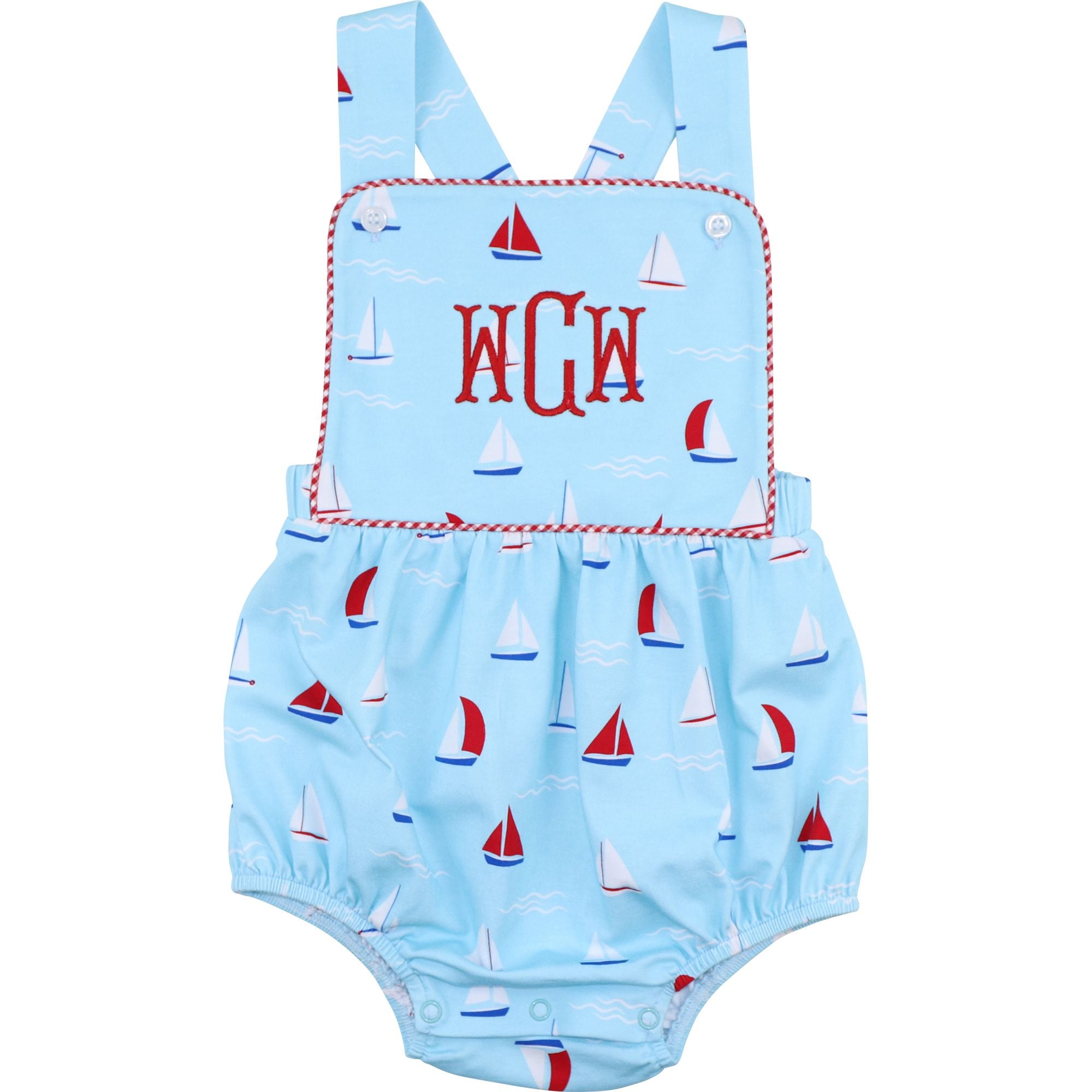 Sailboat Knit Bubble with Red Piping - Cecil & Lou