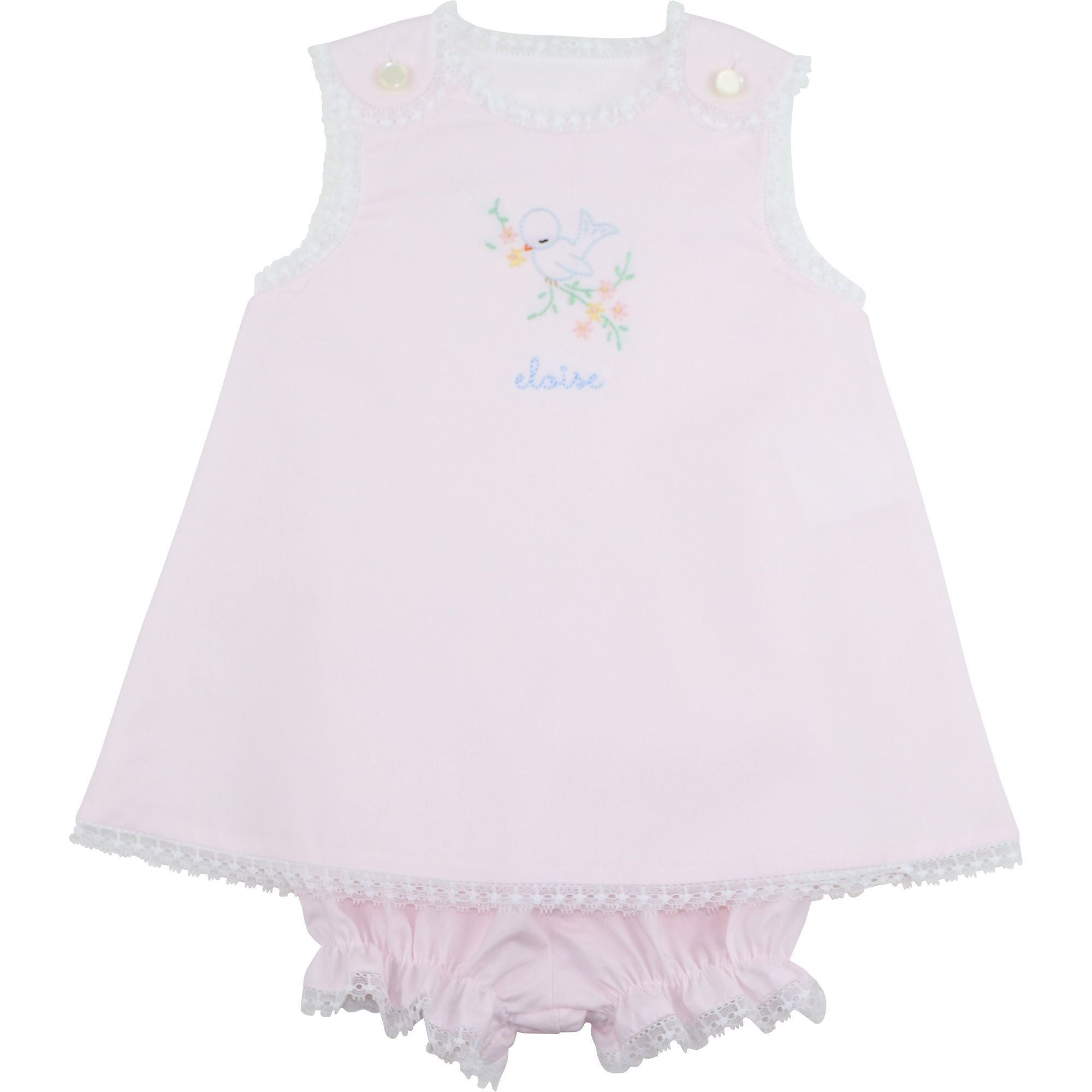 Shadow Embroidered Bird Diaper Set - Cecil & Lou