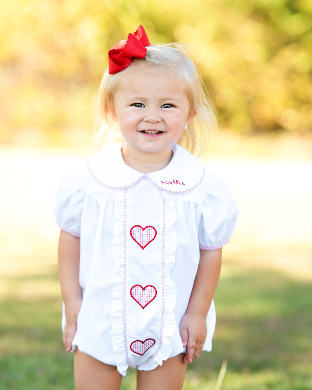 White Applique Hearts Bubble - Cecil & Lou